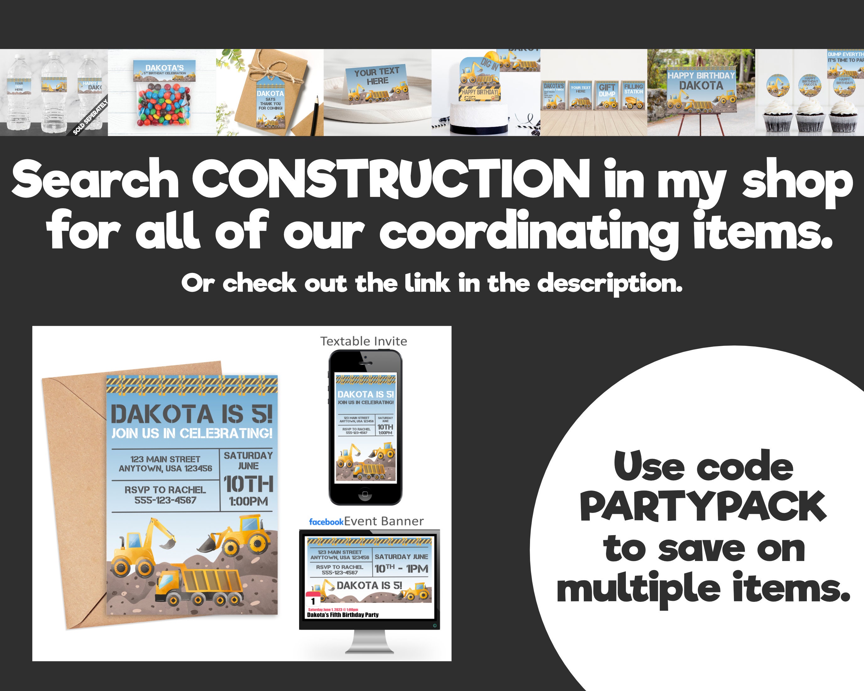 Editable Construction Party Poster, Welcome Sign Construction Birthday ...