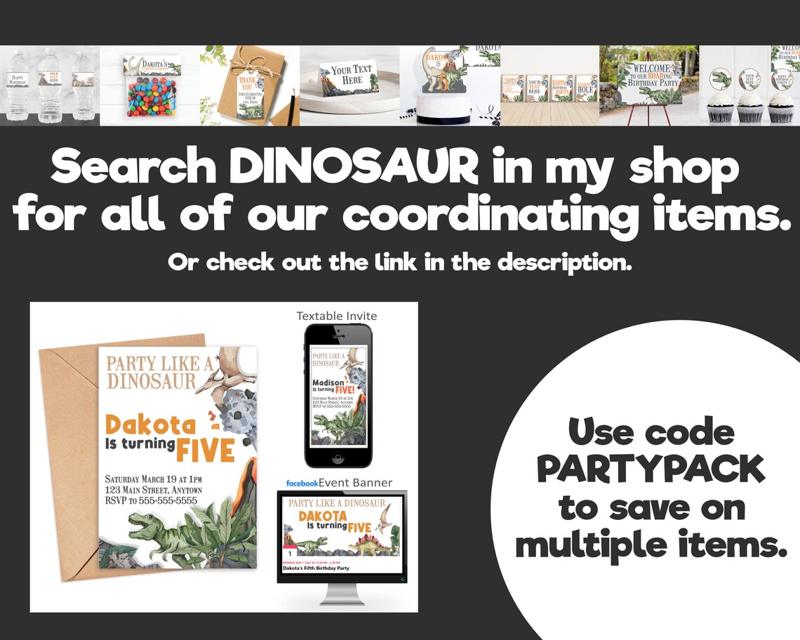 Editable Dinosaur Party Poster, Welcome Sign, Dinosaur Birthday ...