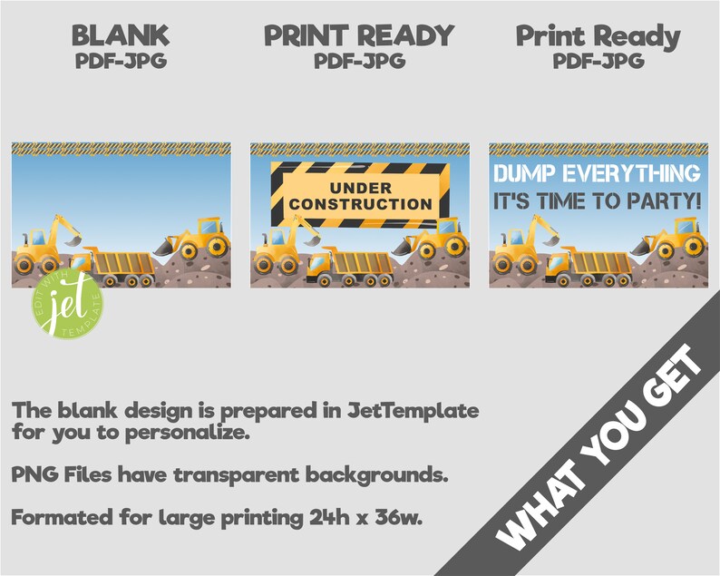 Editable Construction Party Poster, Welcome Sign Construction Birthday ...