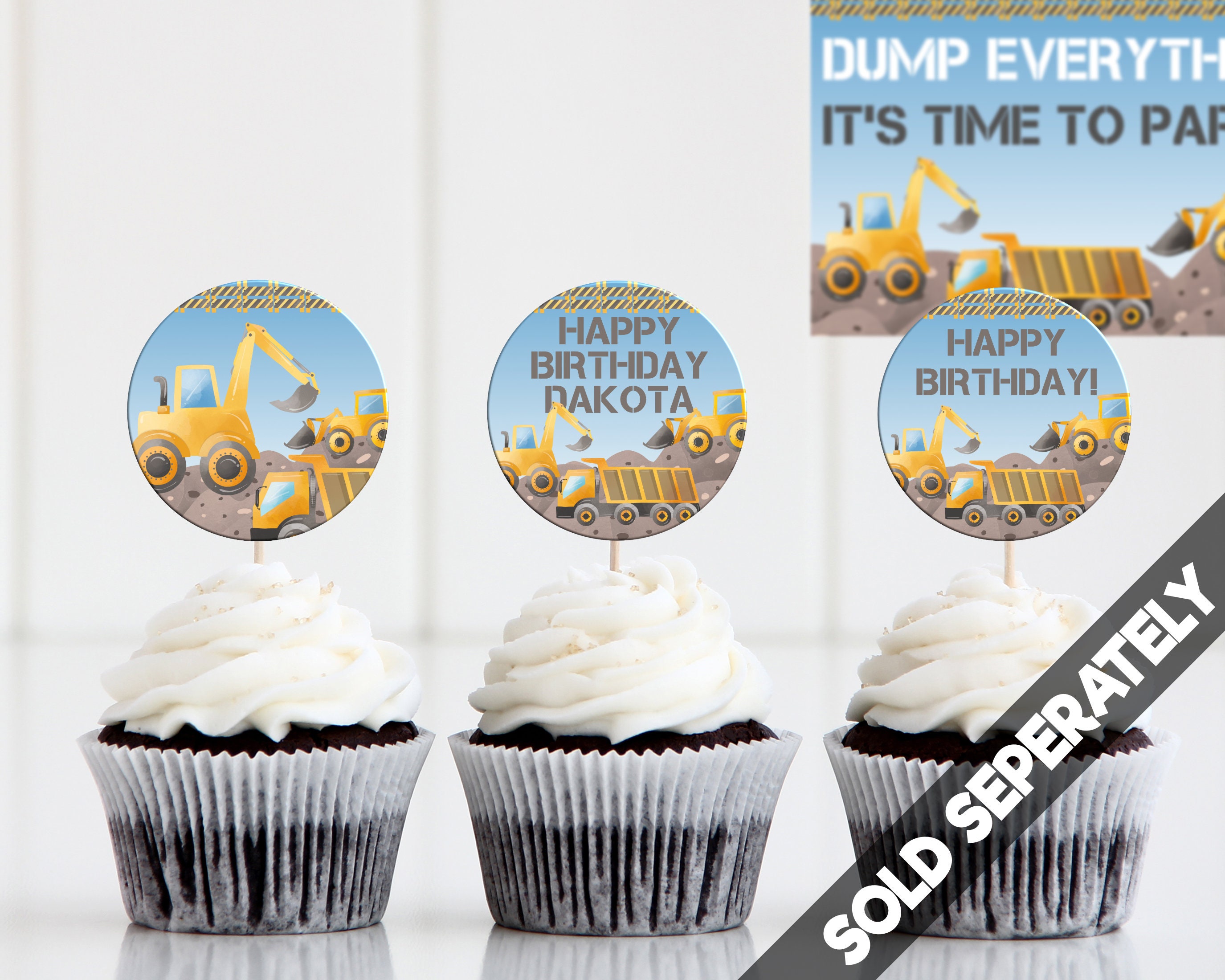 Editable Construction Cake Topper, Construction Birthday Party ...