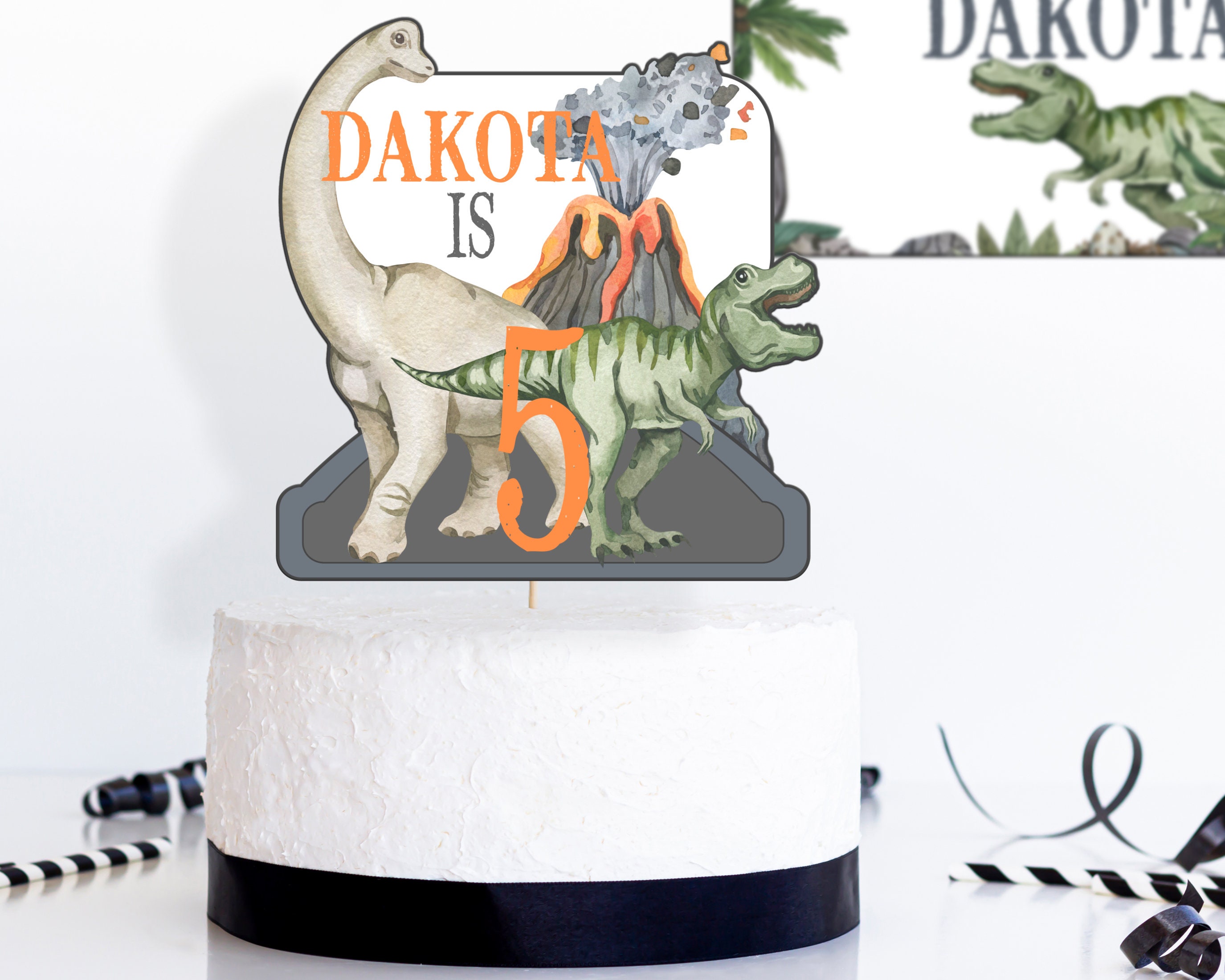 Editable Dinosaur Cake Topper, Dinosaur Birthday Party, Dinosaur Baby ...