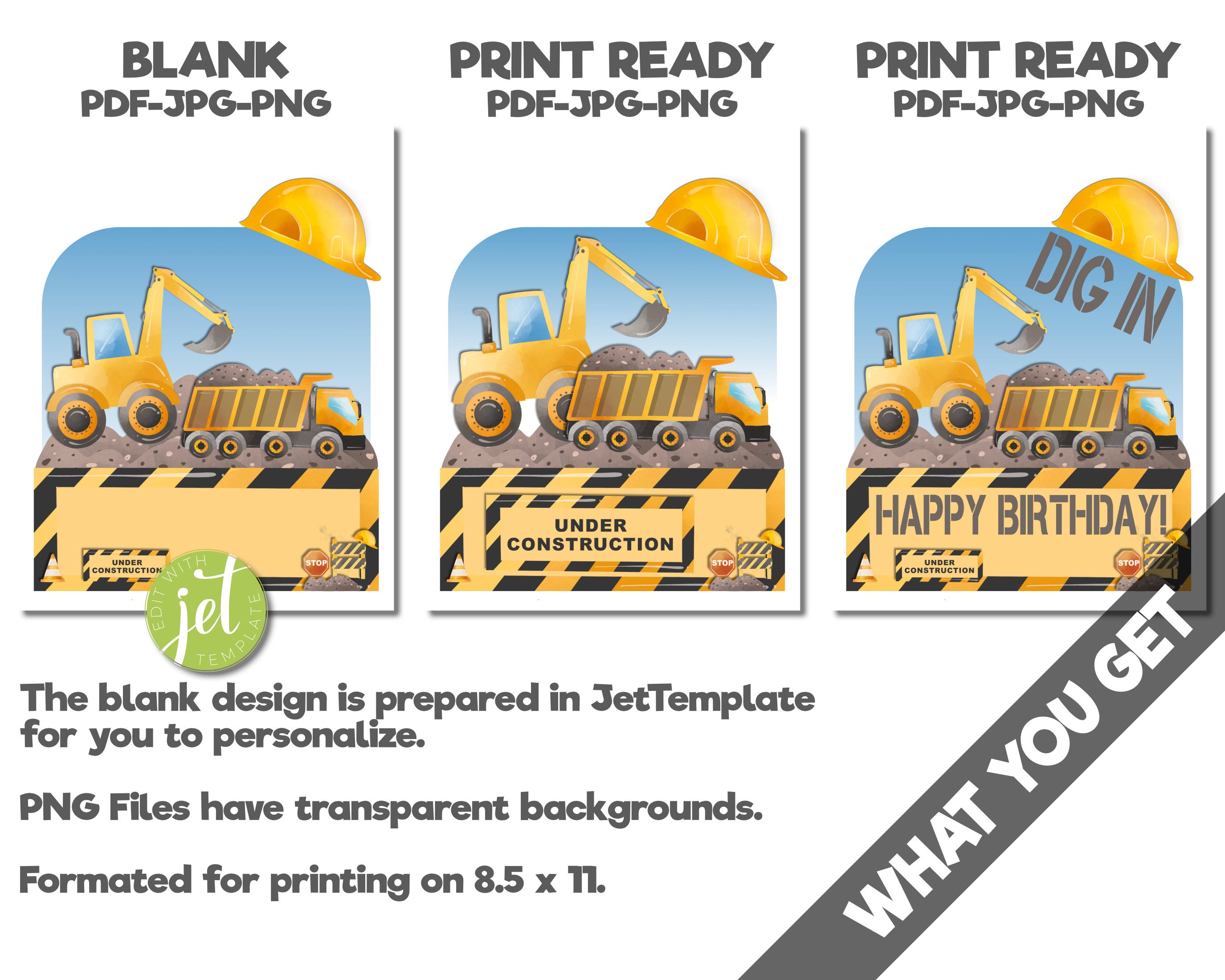 Editable Construction Cake Topper, Construction Birthday Party ...