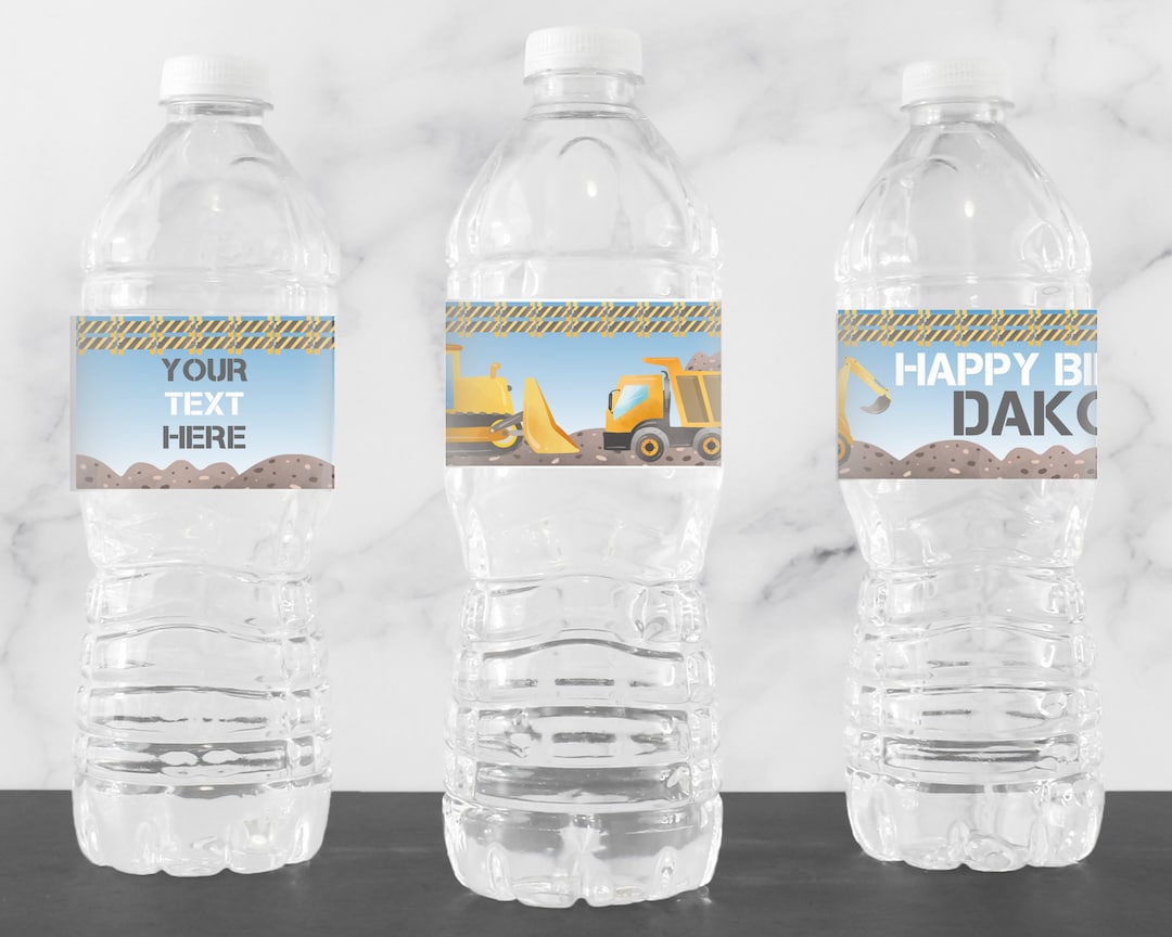 Editable Construction Water Bottle Labels, Construction Birthday Party ...