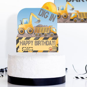 Editable Construction Cake Topper Construction Birthday - Etsy