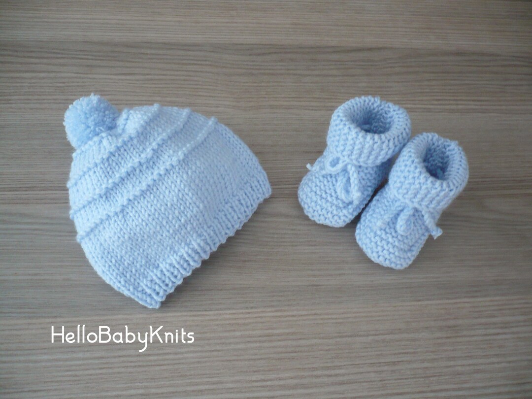 Newborn Pom Pom Hat With Booties, Baby Pom Pom Hat, Baby Booties ...