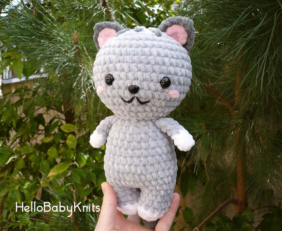 Gray Cat Stuffed Animal, Cat Plushie, Cat Lovers Gift, Crochet Cat ...