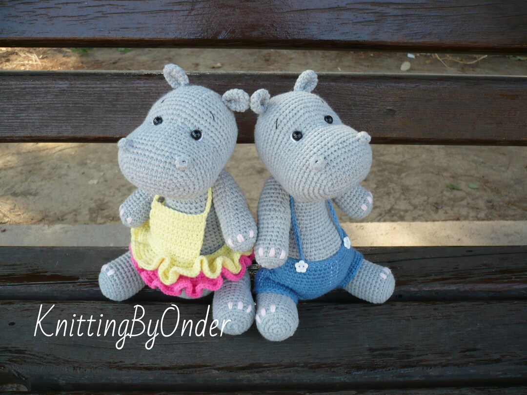 Crochet Hippo Handmade Gift, Safari Animals, Hippo Plush Toy, Crochet ...