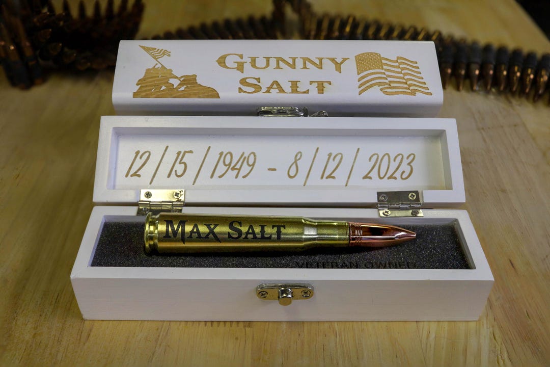 Marine Cremation Urn | USMC Engraved Bullet Urn Box | Handmade Iwa Jima ...