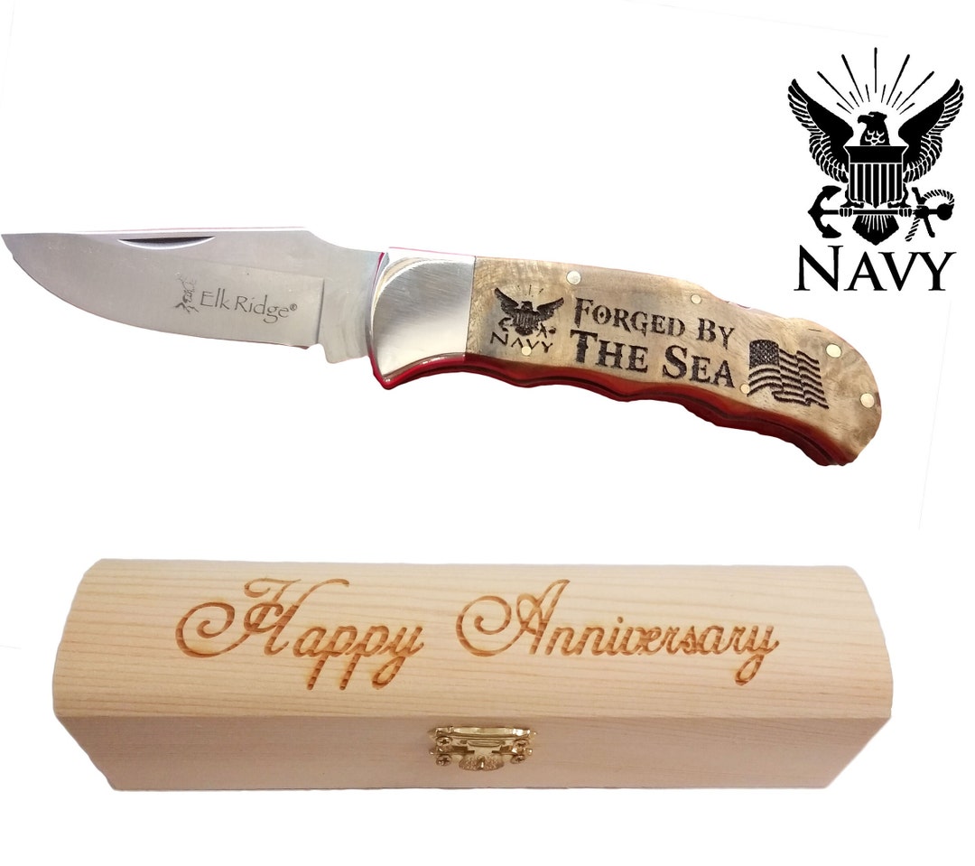 Us Navy Gifts - Personalized Folding Naval Knife & Wood Gift Box | USN ...