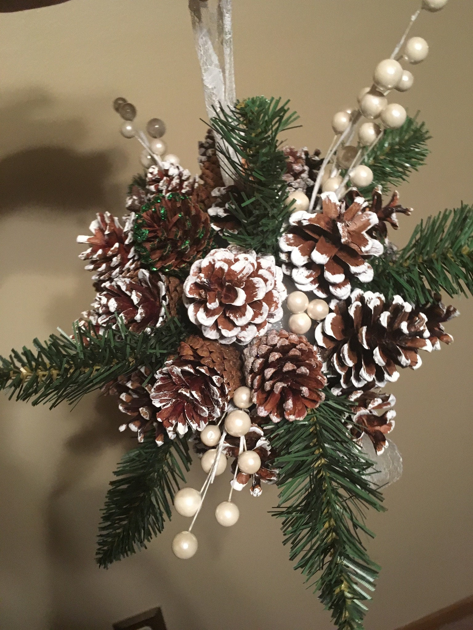 Pine Cone Kissing Ball, Winter Decor, Chistmas Decoration, Christmas ...
