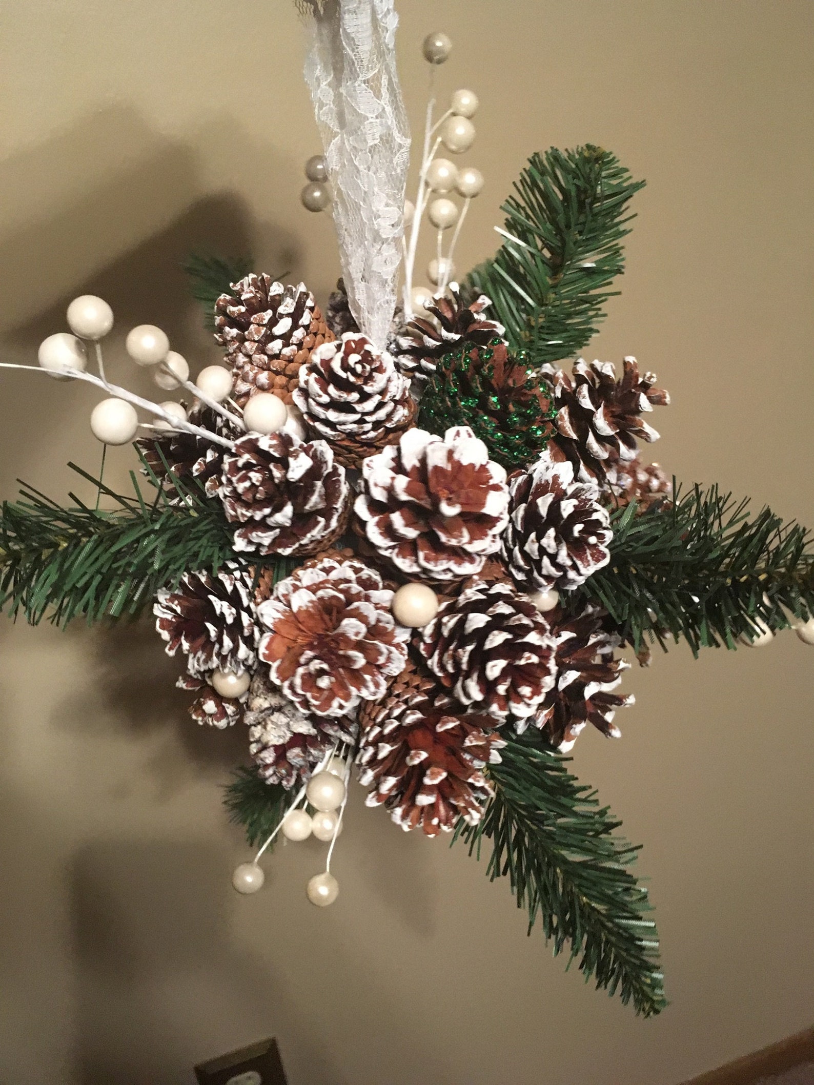 Pine Cone Kissing Ball, Winter Decor, Chistmas Decoration, Christmas ...