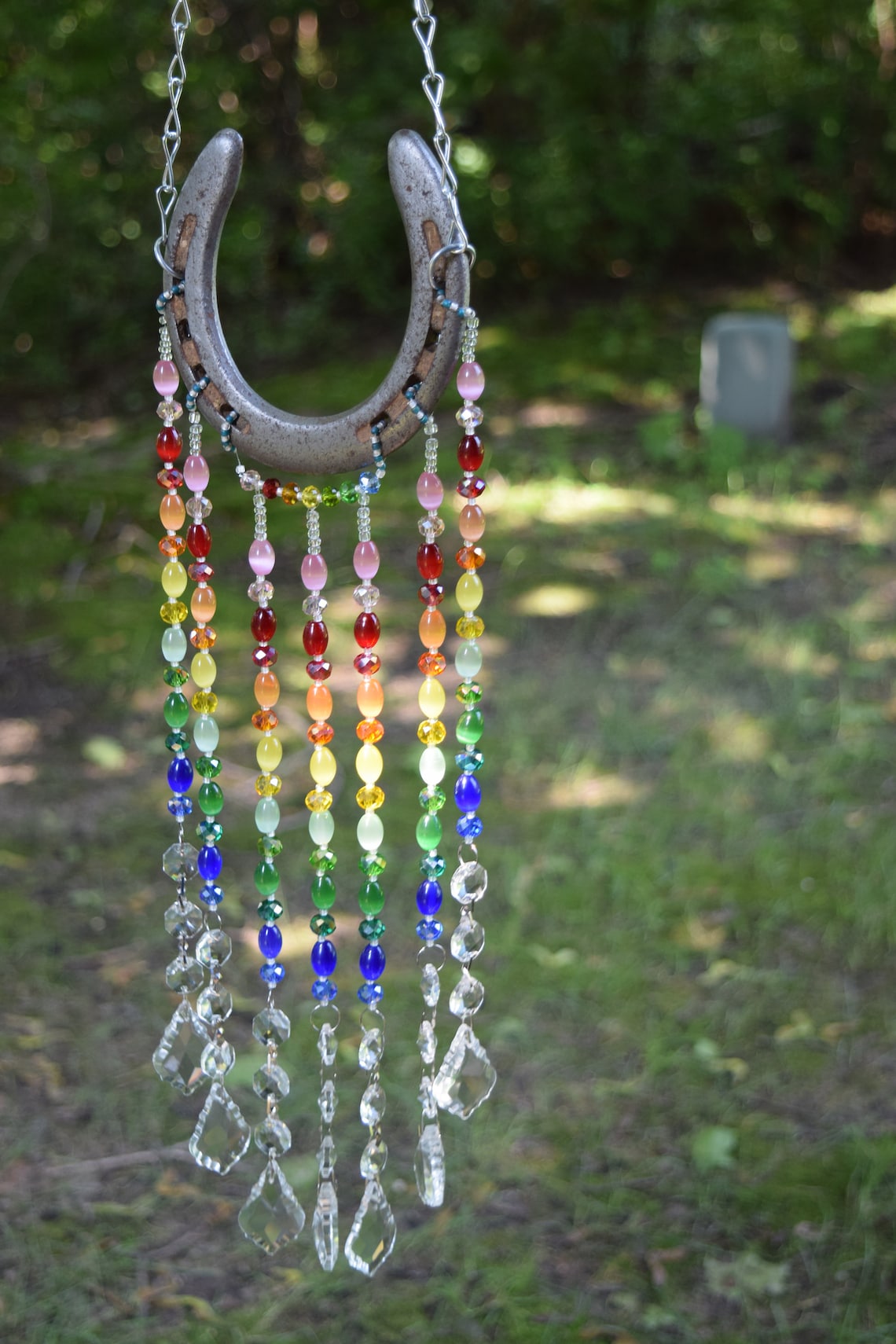 Horseshoe Sun Catcher, Rainbow Sun Catcher, Garden Art, Yard Decor - Etsy