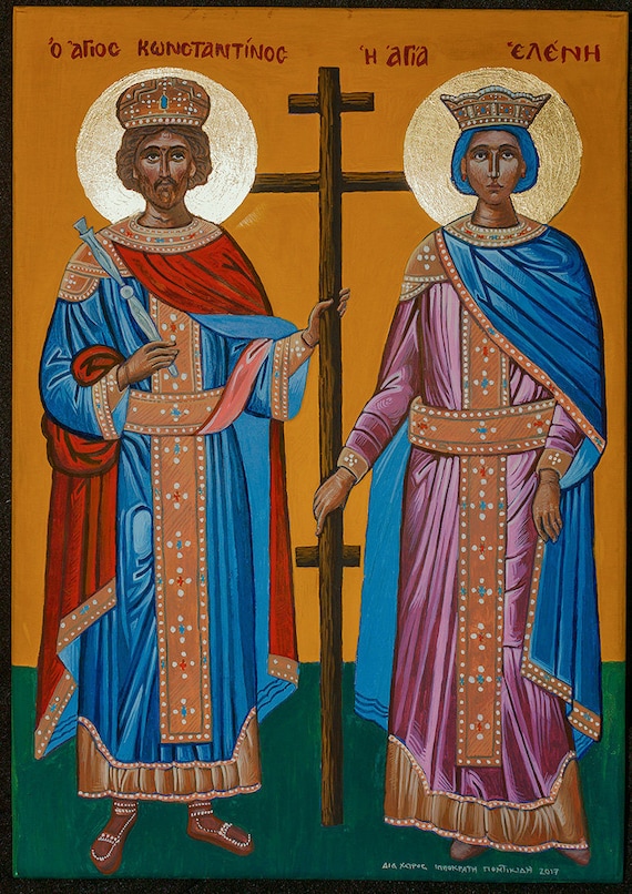 Tempera Icon of Saint Constantine and Helen Christian Orthodox | Etsy ...