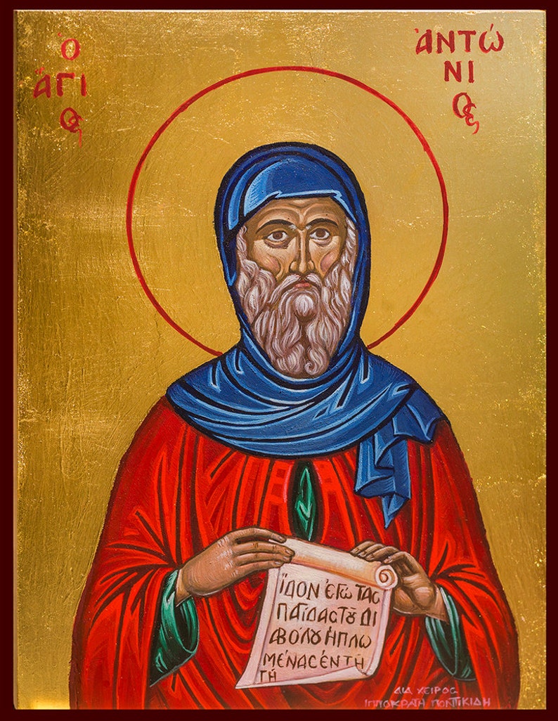 Saint Anthony / St Antony / Agios Antonios Icon Orthodox Catholic ...