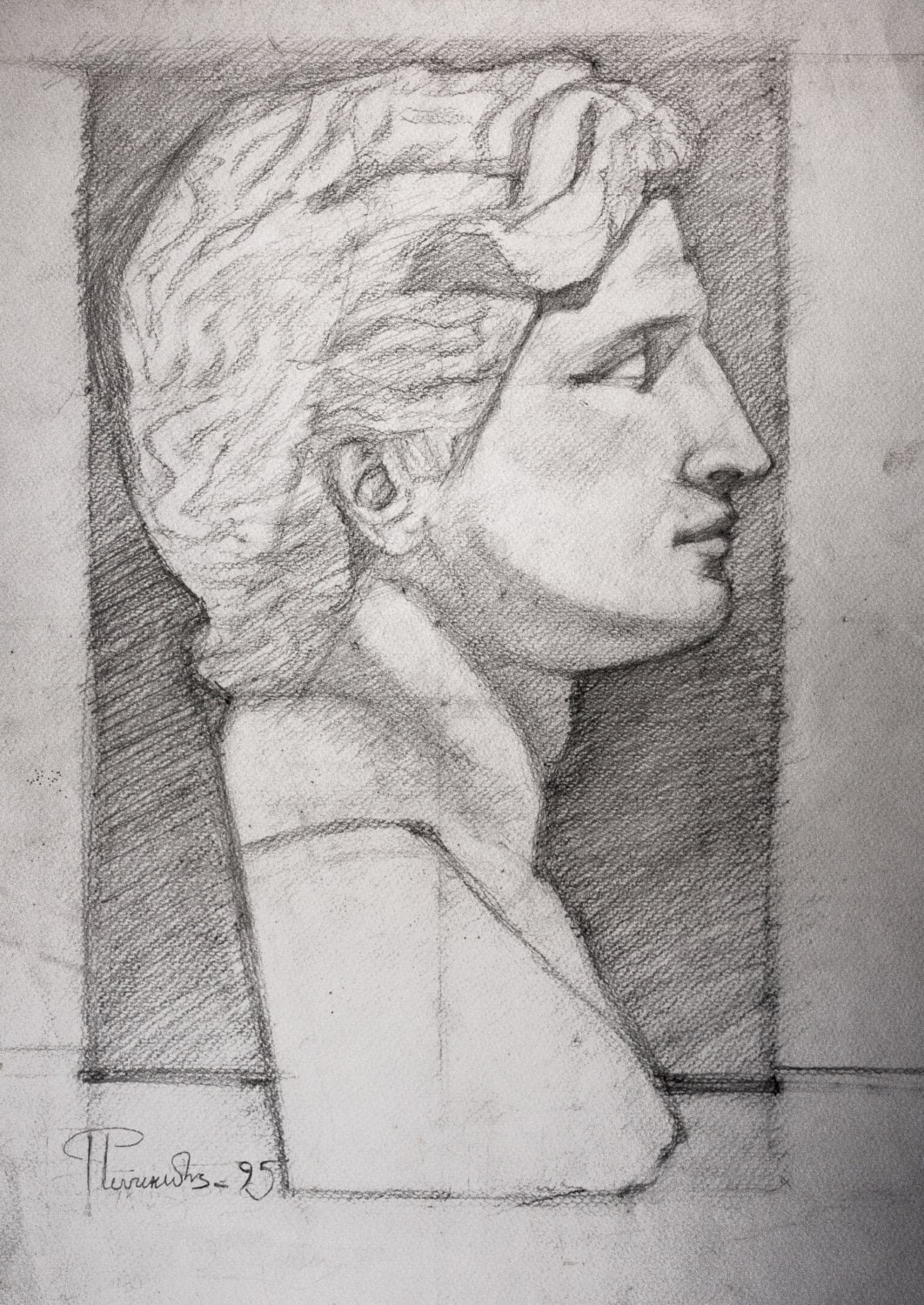 Alexander the Great Pencil Sketch Study Original Drawing on Paper Black ...