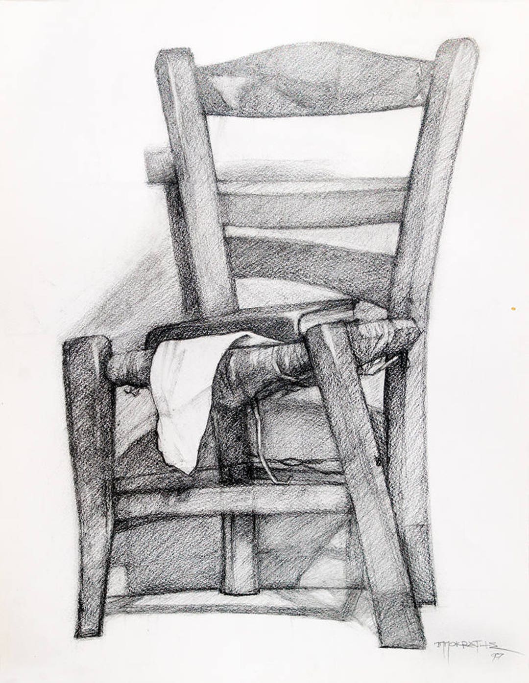 Old Wooden Chair #2 Still Life Pencil Sketch Study Original Drawing on ...