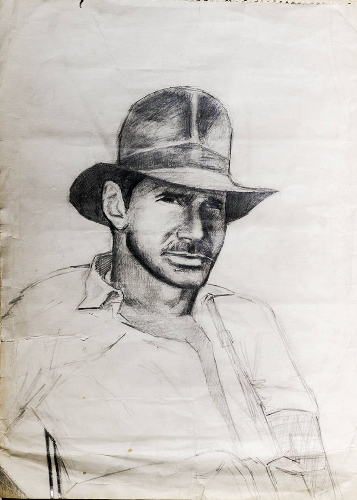 Indiana Jones Sketch Original Drawing Raiders of the Lost Ark Design on ...