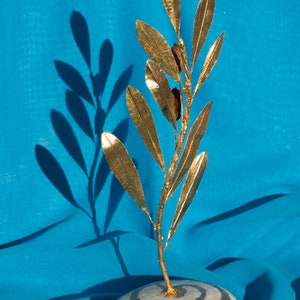 Golden Olive Leaves Tree Branch Sculpt Real 24K Gold Decorative Art ...