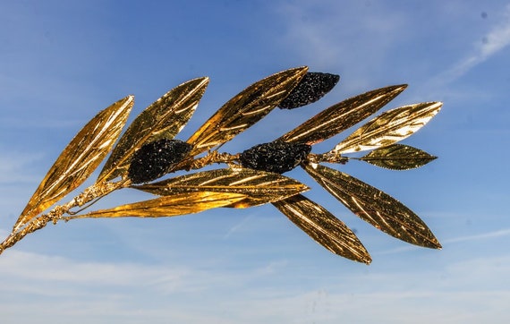 Olive Tree Branch Sculpt 24k Gold Decorative Art Ancient Greek - Etsy