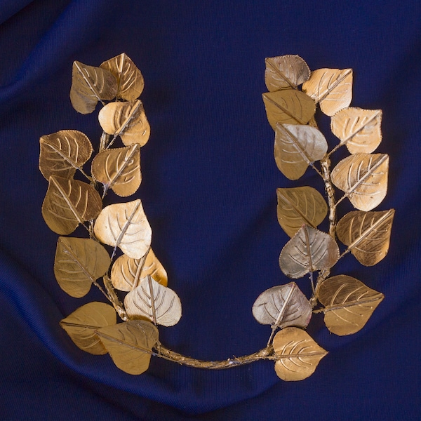 Olive Leaves Tree Branch Sculpt Real Silver Decorative Art Ancient ...