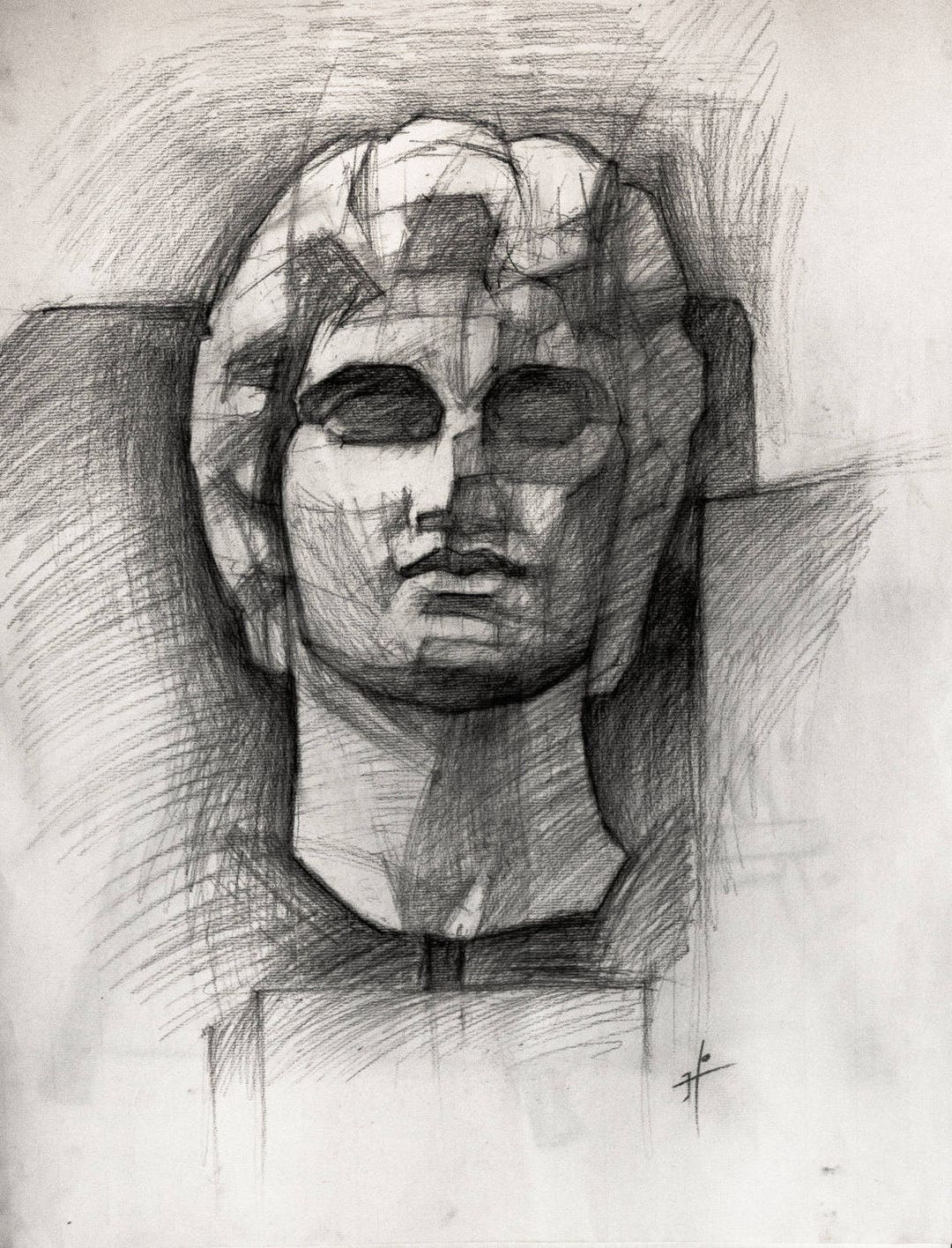 Alexander the Great Charcoal Sketch Study Original Drawing on Paper ...