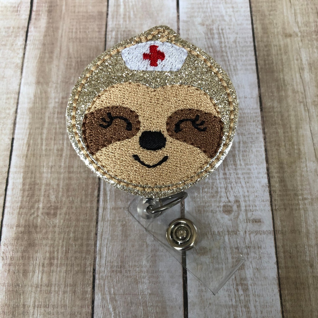 Sloth | Nurse | Badge Reel | Badge Holder | ID Badge Reel | ID Badge ...