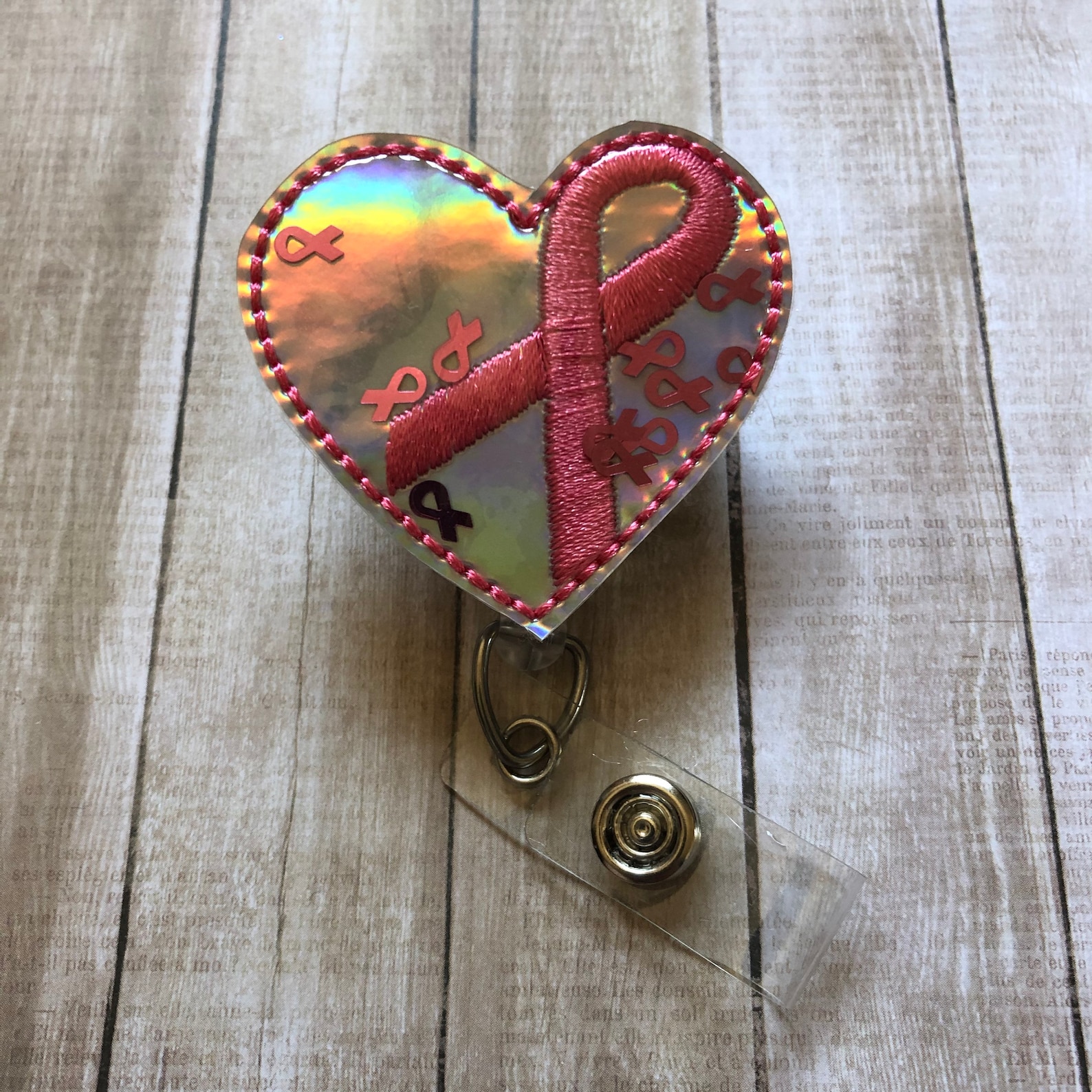 Cancer | Pink Ribbon | Breast Cancer | Badge Reel | Badge Holder | ID ...