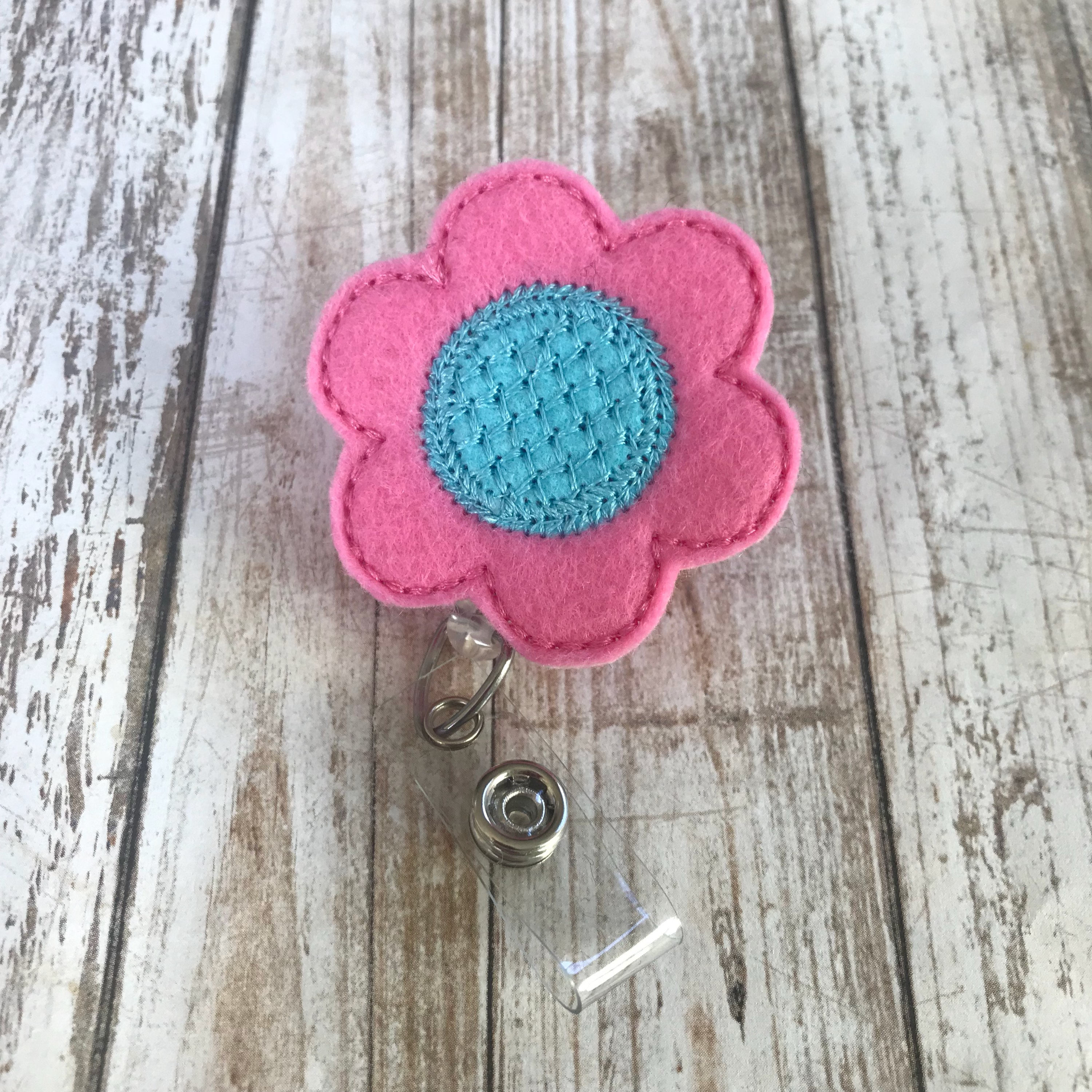 Flower Flower Badge Reel Pink Flower Pink Flower Badge - Etsy