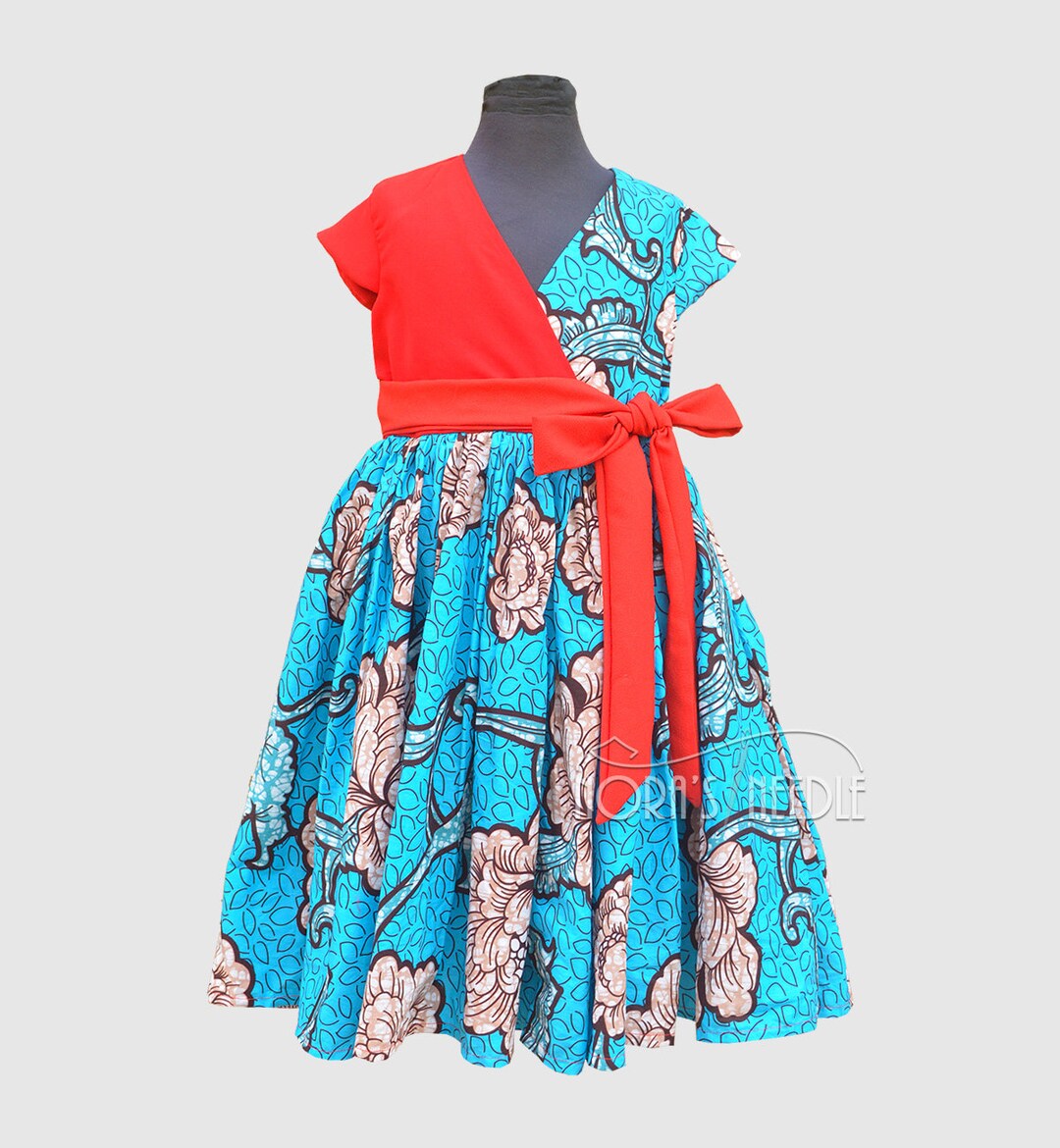 Ankara Girls Dress/ African Girls Dress/ Surplice Dress/ Ankara Dress ...