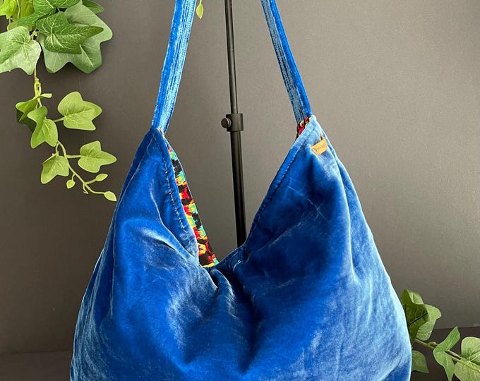 Blue Velvet Hobo Bag / Velvet Slouchy Bag / Shoulder Bag - Etsy
