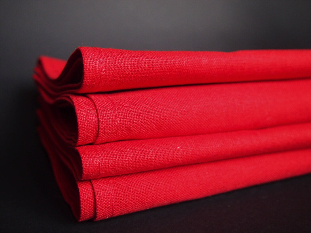 Red Linen Napkins Set of 4, 6 or 8, Linen, Cotton Napkins, Variuos Size ...