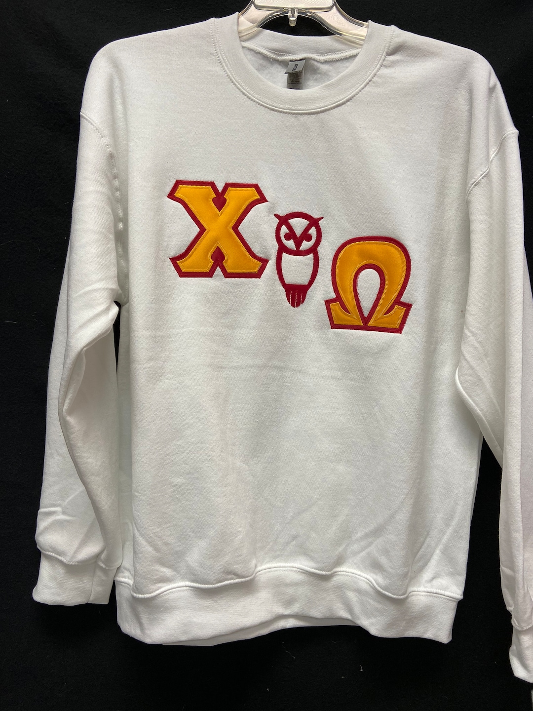 Chi Omega Letter Sweatshirt White W/red Owl and Canyon Gold Letters - Etsy