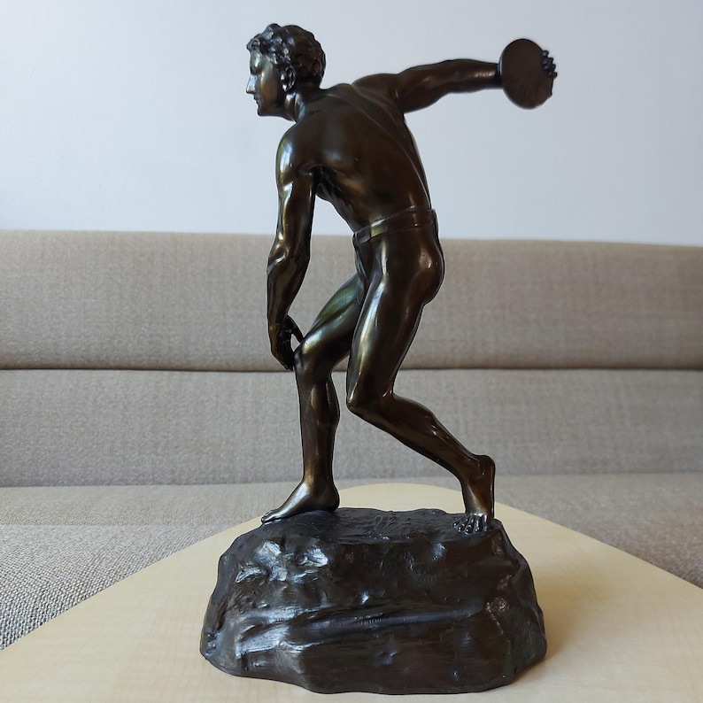 Sculpture Art Deco Discus Thrower Discobolus Man Semi Nude Male Antique ...