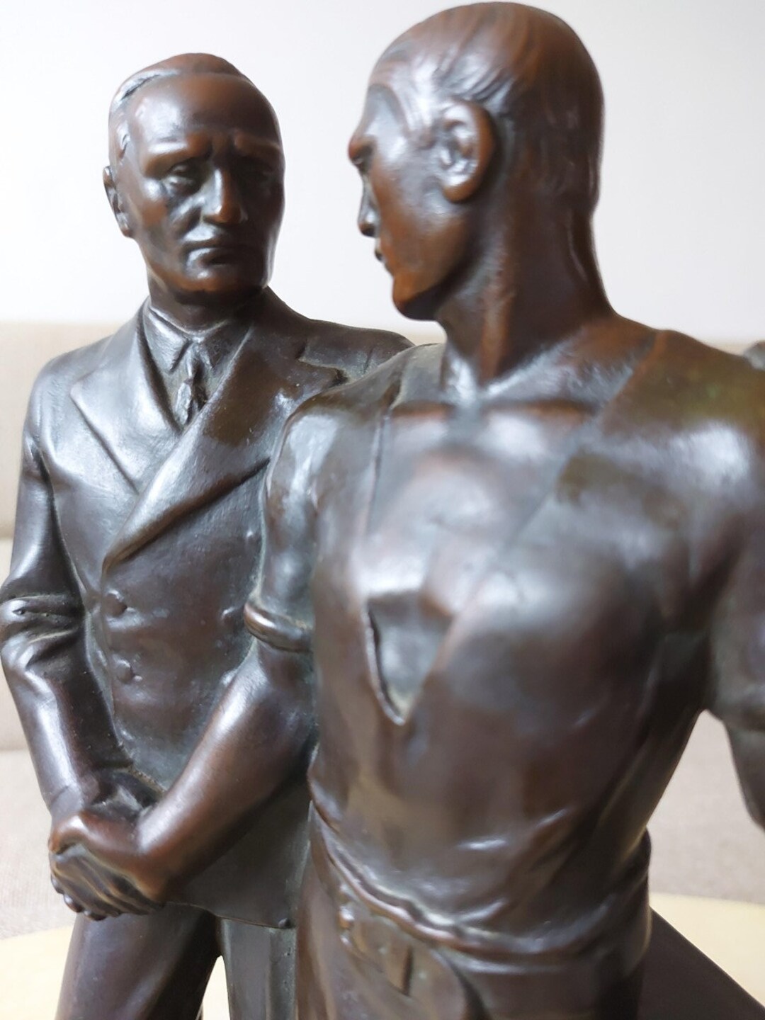 Rare 1940 German Bronze Sculpture: Labor and Management, Hendrik ...
