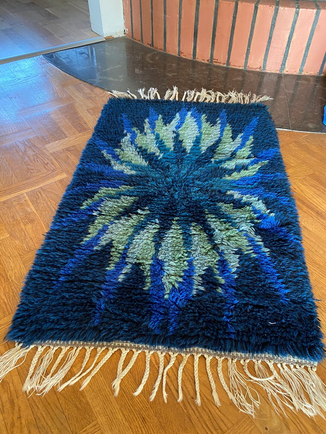 Modernist Wool Rya Rug Mid Century Vintage Hand Knotted Carpet or ...