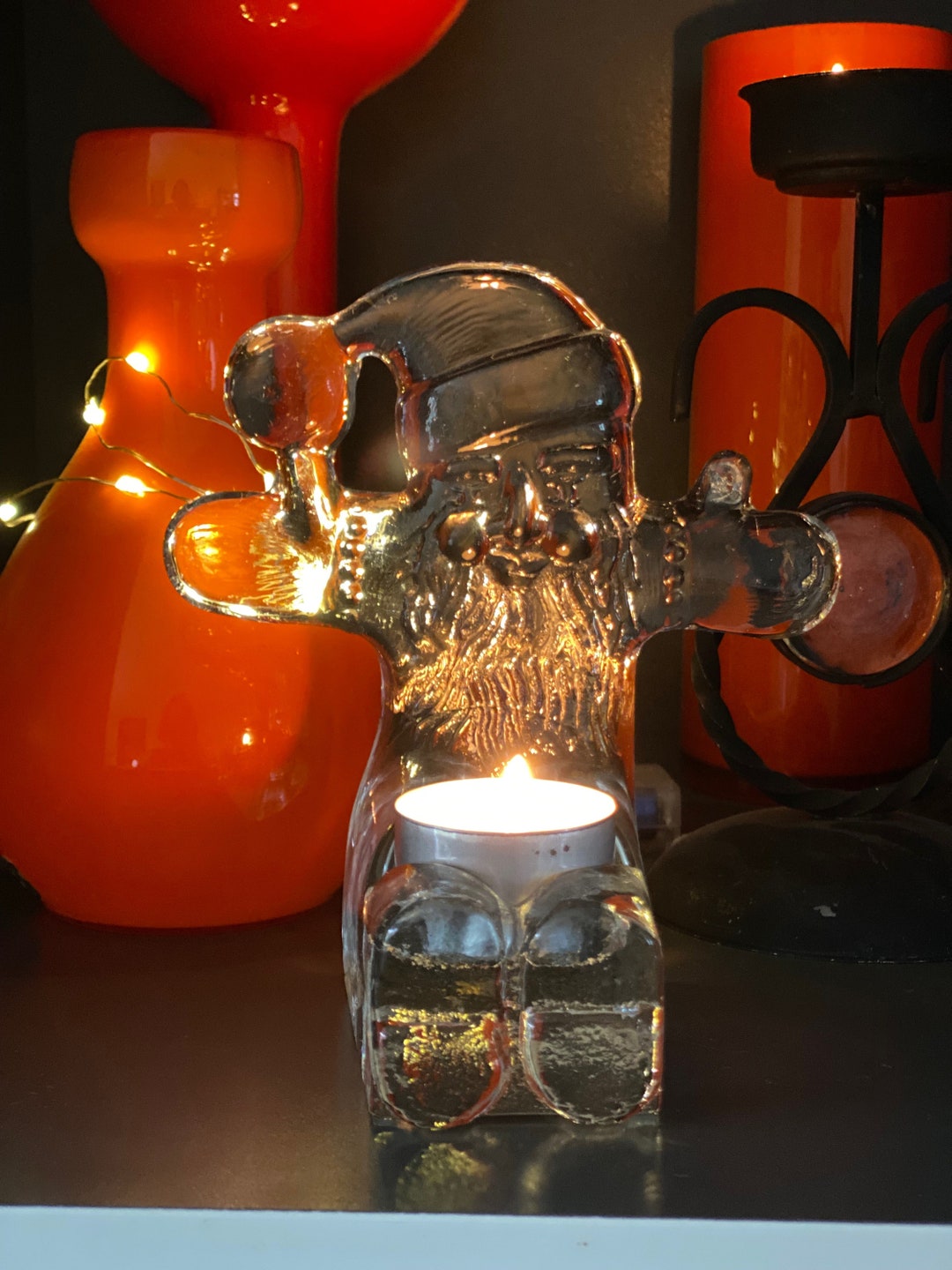 Kosta Boda Glass Art Santa Claus Swedish Christmas Candle Holder Design ...