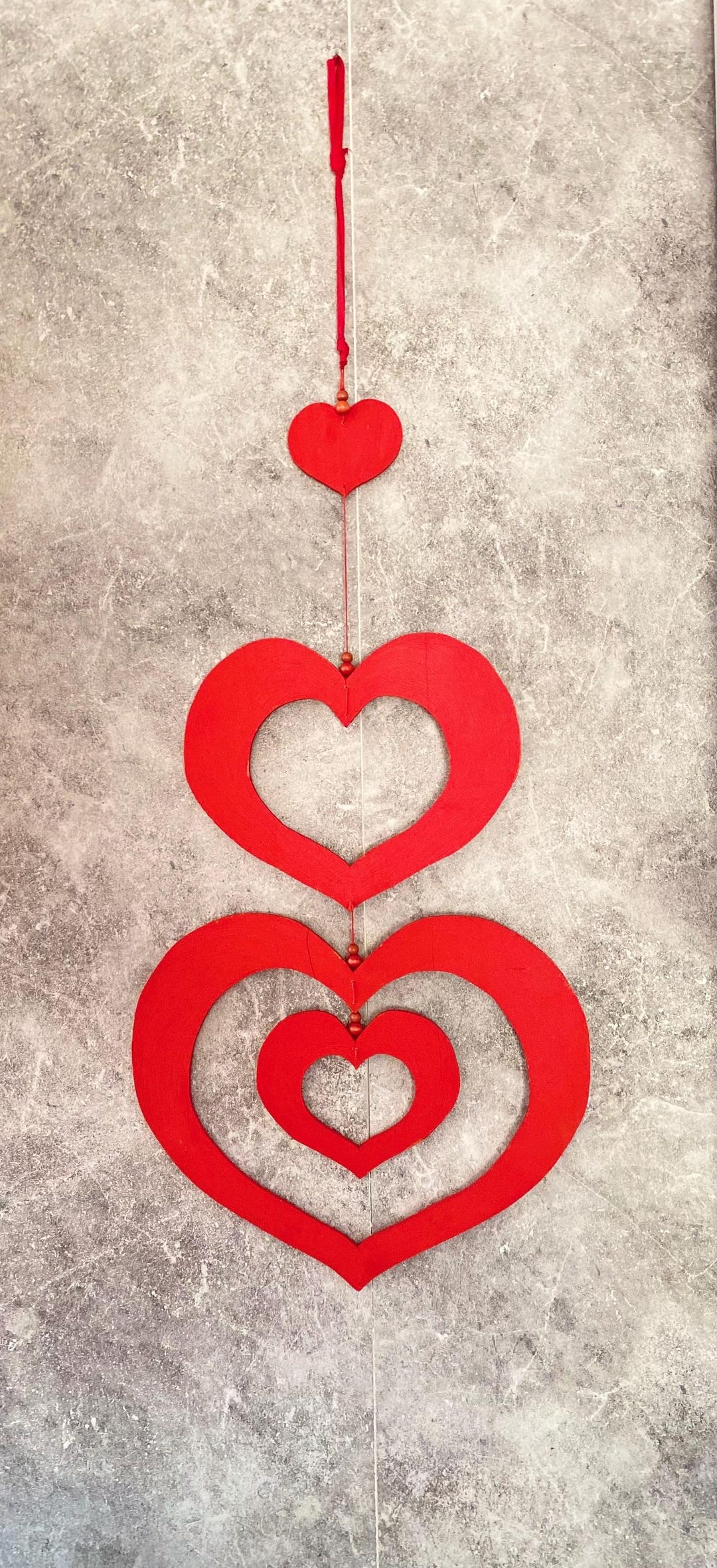 Christmas Vintage Wooden Red Hearts Wall Decor MCM Design Swedish ...