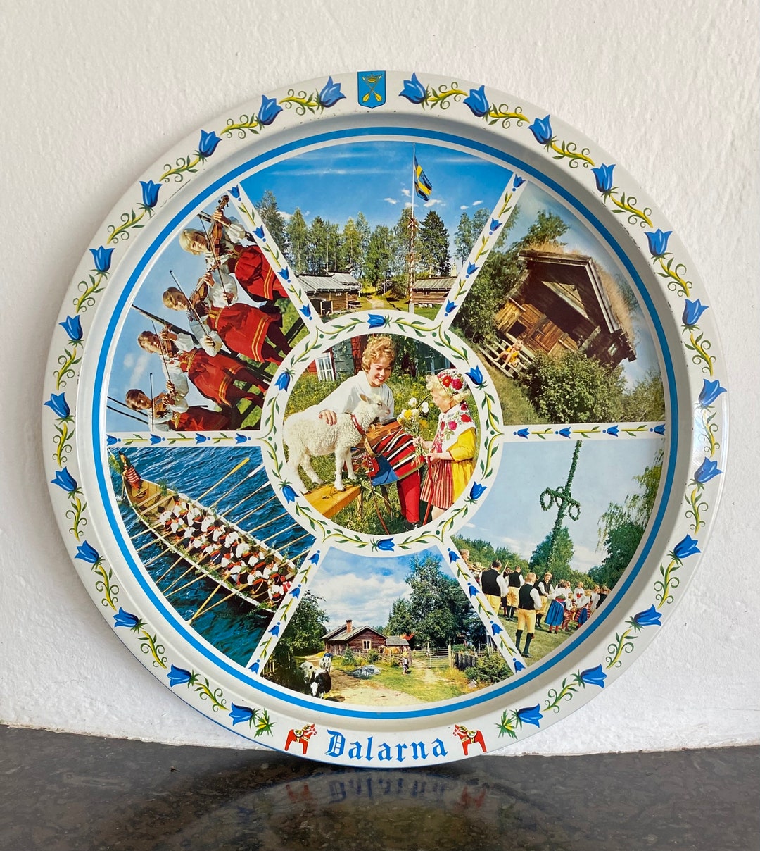 Dalecarlia Mid Summer Motifs Round Tin Tray From Dalarna, Leksand ...