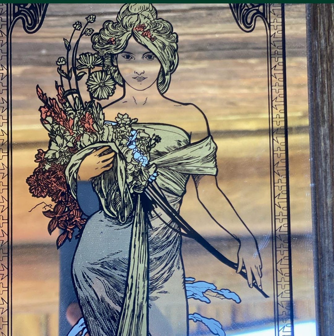 Art Noveau Alphonse Mucha Mirror From the Four Seasons Collection. This ...