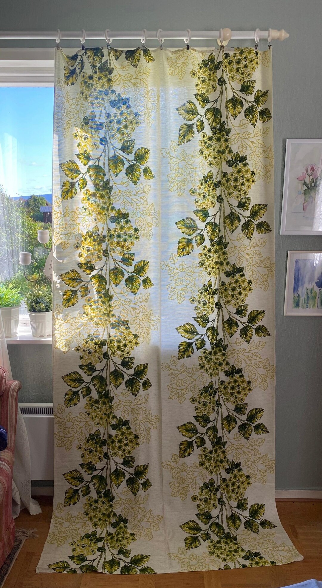 A Pair of Swedish Net Curtains Let the Light Through 2 Long Curtain ...