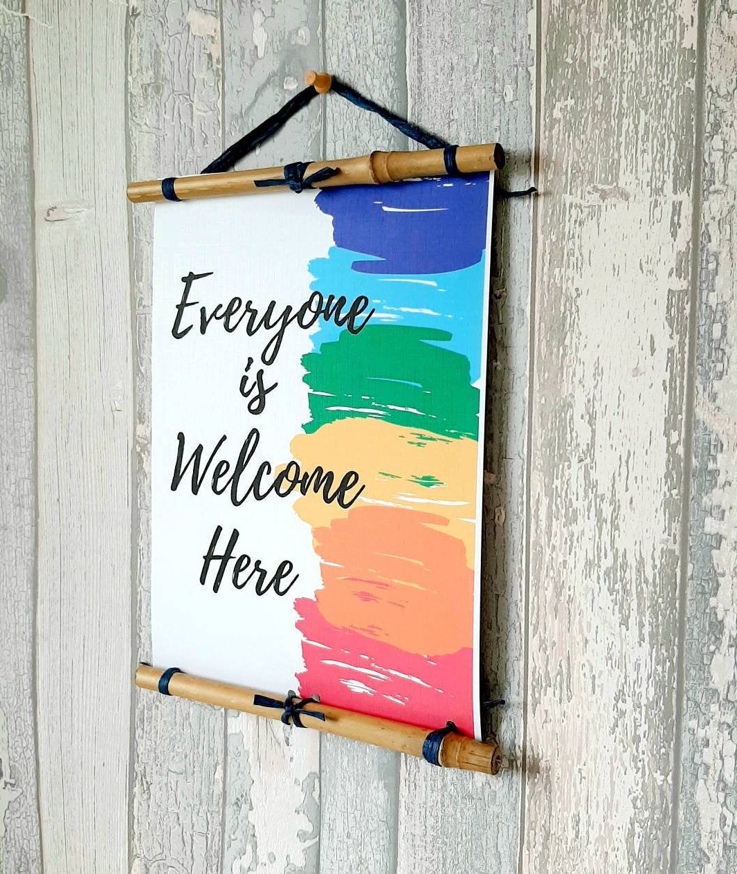 Everyone is Welcome Here Sign Inclusion Art Equality Rainbow Print ...
