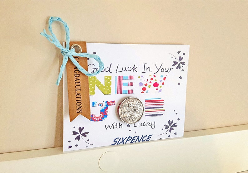 Good Luck New Job Gift, Graduation Card With Silver Lucky Coin ...