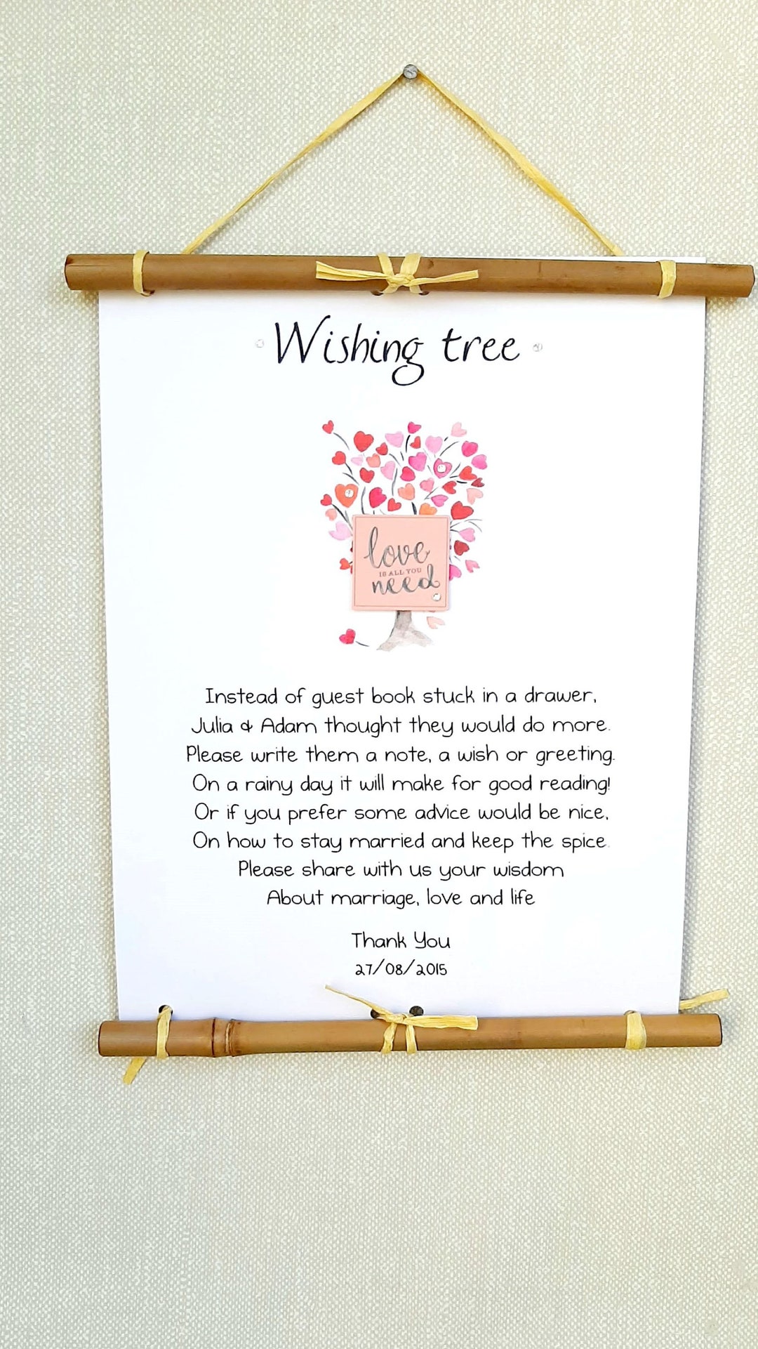 Personalised Wishing Tree Wedding Sign Guest Book Print - Etsy UK