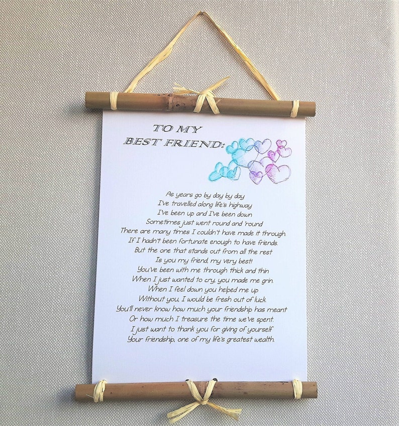 Custom Poem Print Best Friend Christmas Gift Long Distance Friendship ...