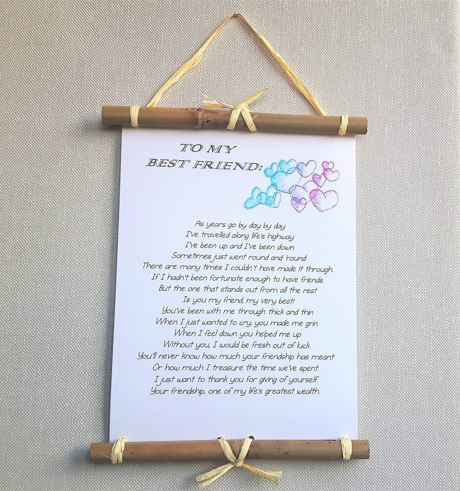 Custom Poem Print Best Friend Christmas Gift Long Distance Friendship ...