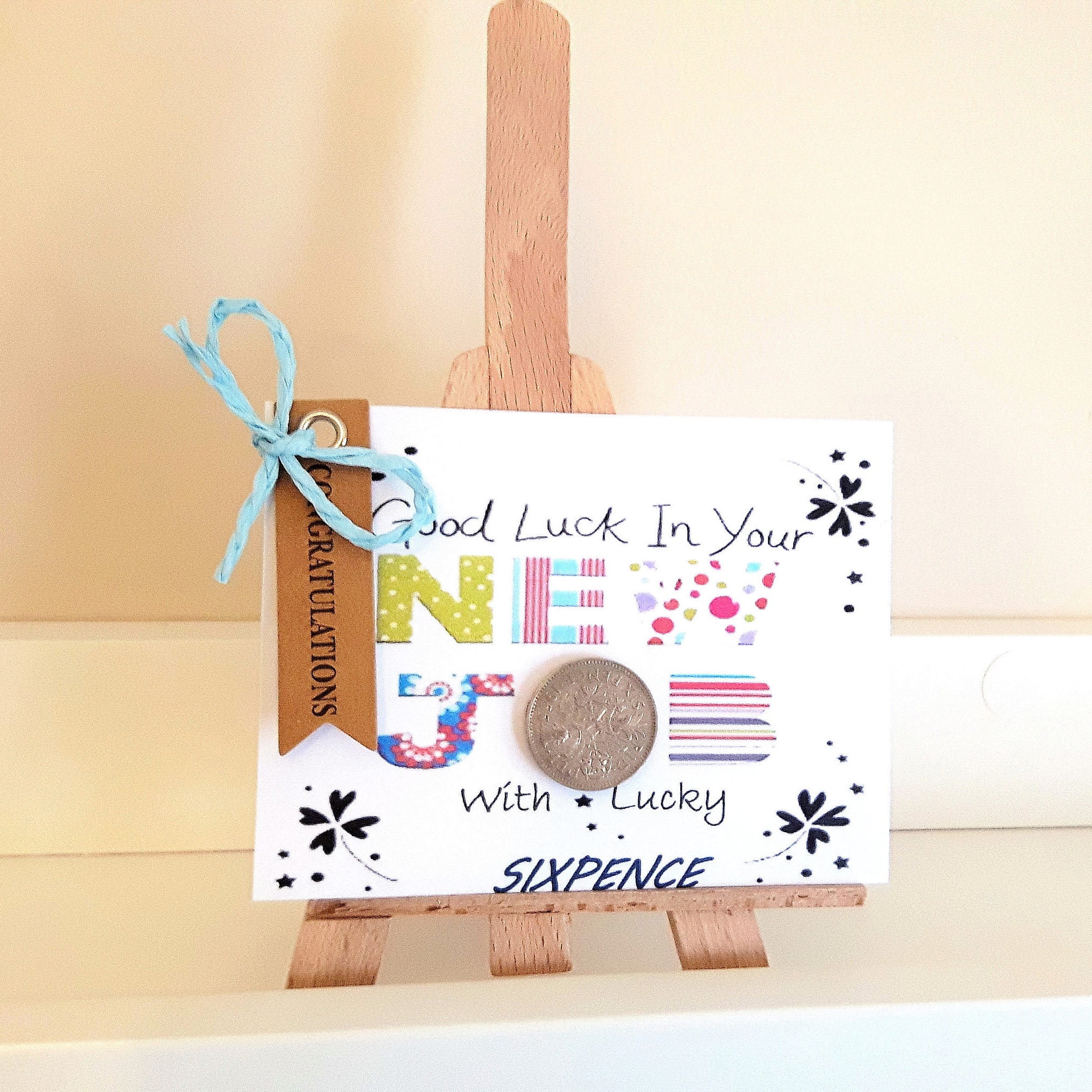 Good Luck New Job Gift, Graduation Card With Silver Lucky Coin ...