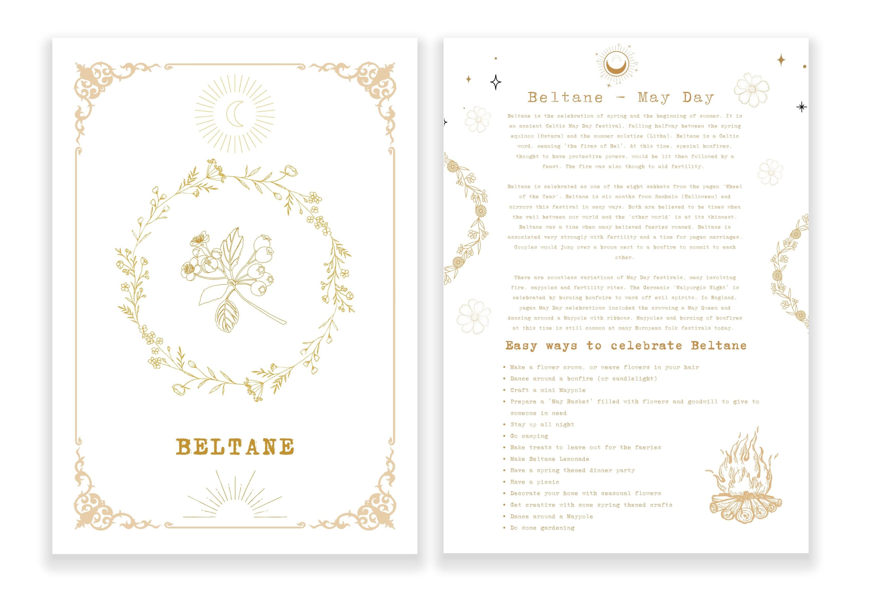 Beltane Grimoire Pages Sabbat Correspondences May Day Spells, Recipes ...