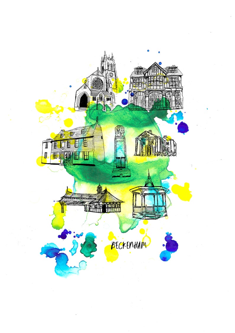 Beckenham London Art Print London Area Wall Art Map - Etsy