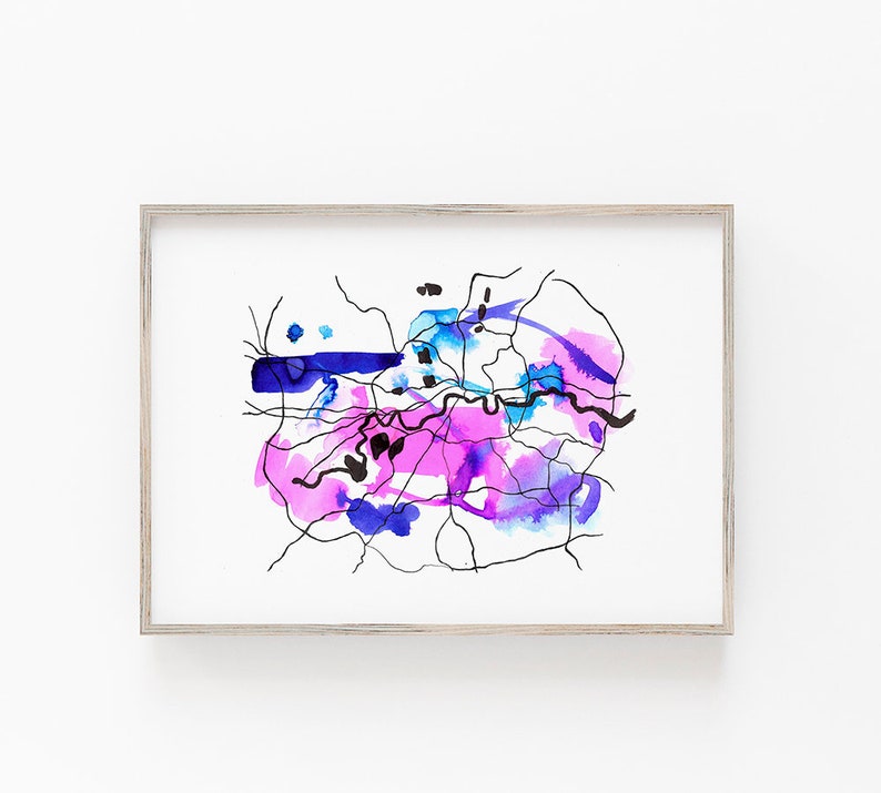 London Map Art Print Colourful Abstract London Wall Art - Etsy