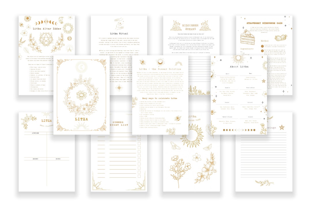 Litha Grimoire Pages Summer Solstice Correspondences Wheel of the Year ...